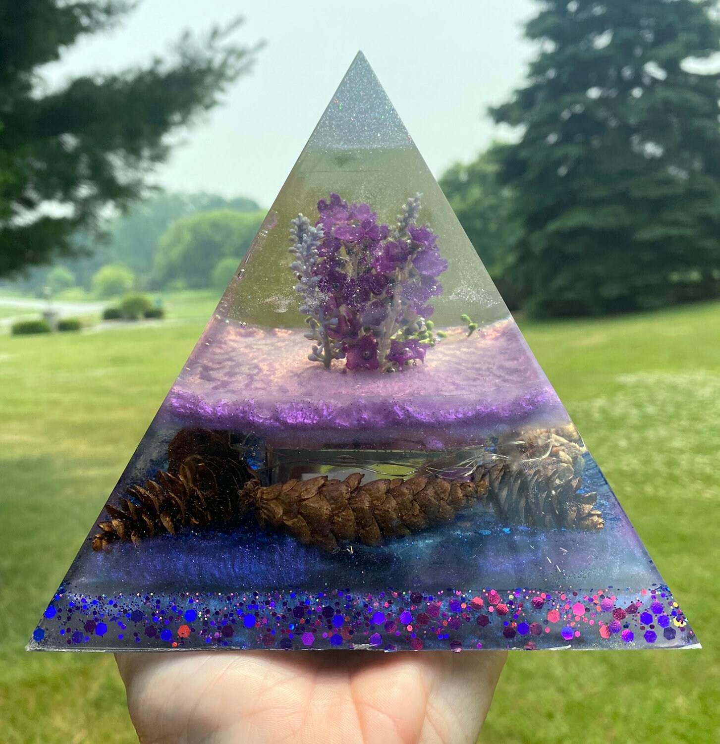 Giant Light up Pyramid With Artificial Flowers Real Pine Cones - Etsy