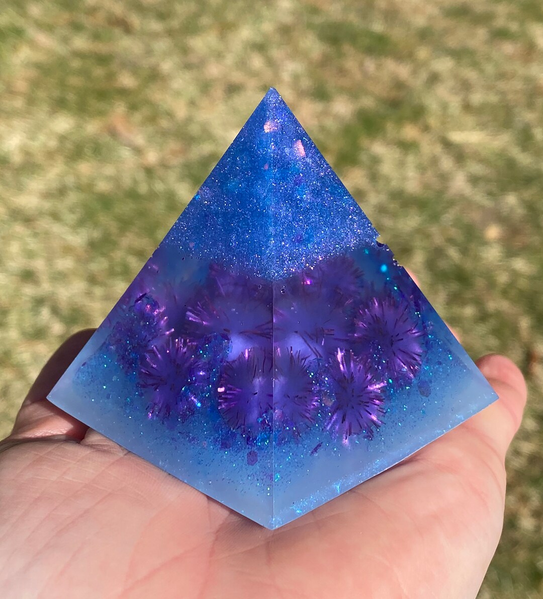 Glow in the Dark Purple Pyramid With Glitter and Sparkle Pom Poms - Etsy