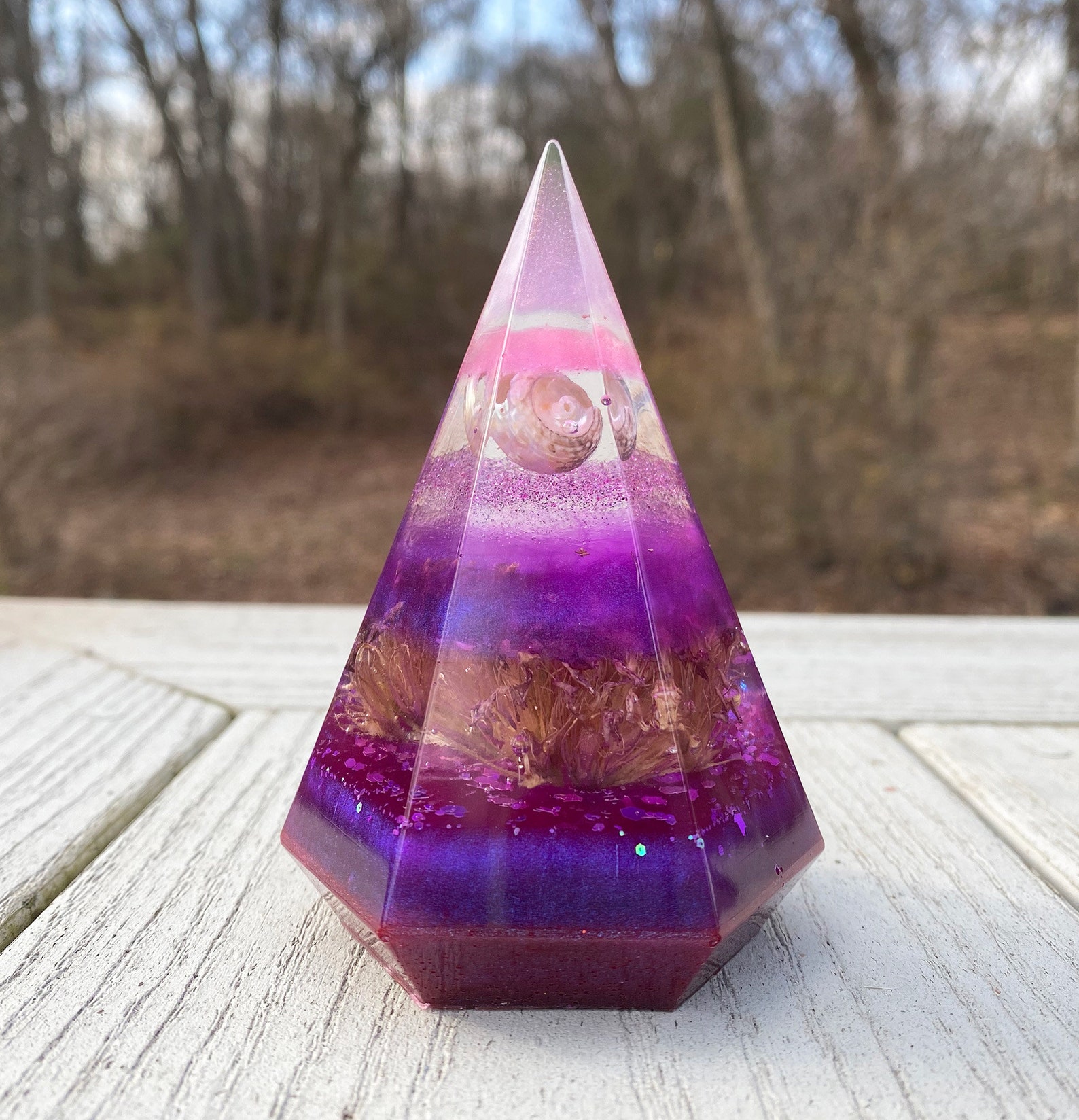 Real Wildflowers and Seashell in Resin Prism Room Decor, Pretty ...