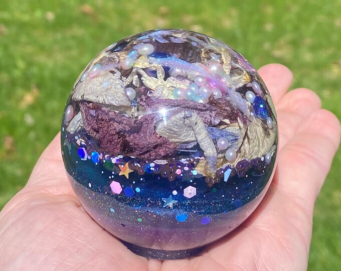 Glow in the Dark Resin Sphere With Real Pansy Petals, Glitter and ...