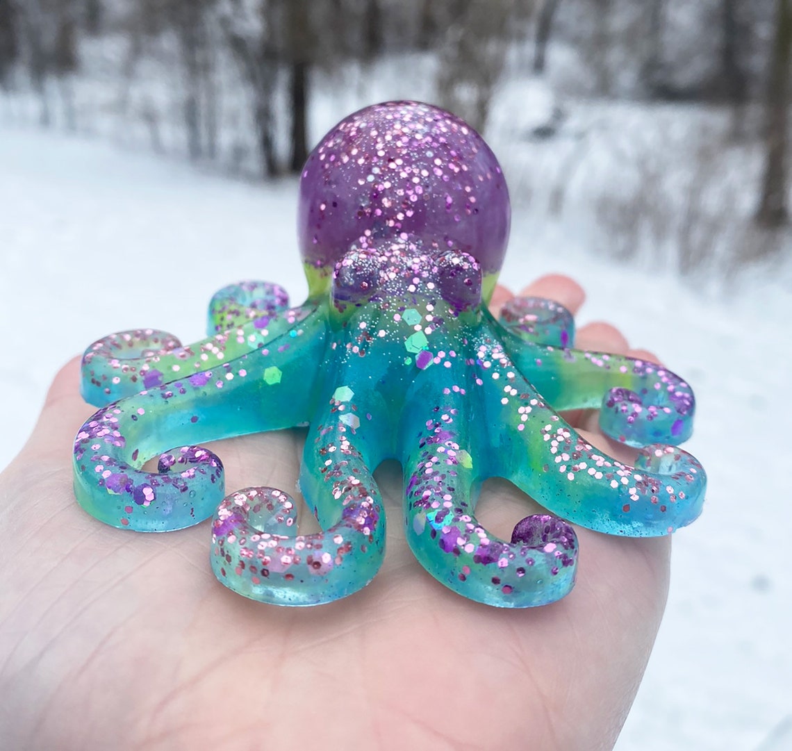 Glitter Octopus, Underwater World, Sea Life, Epoxy Sea Creature, Ocean ...