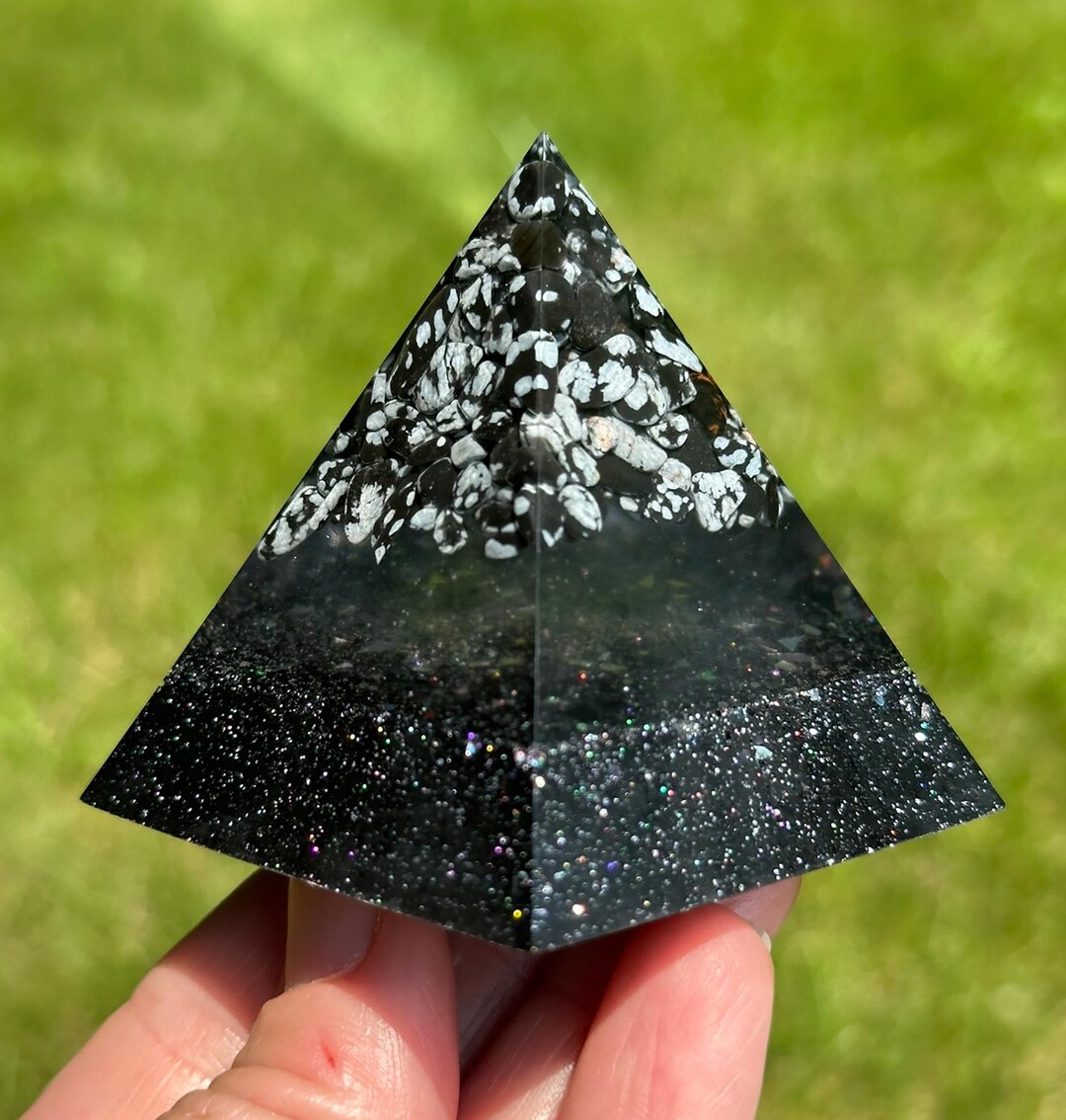 Resin Pyramid With Snowflake Obsidian - Etsy