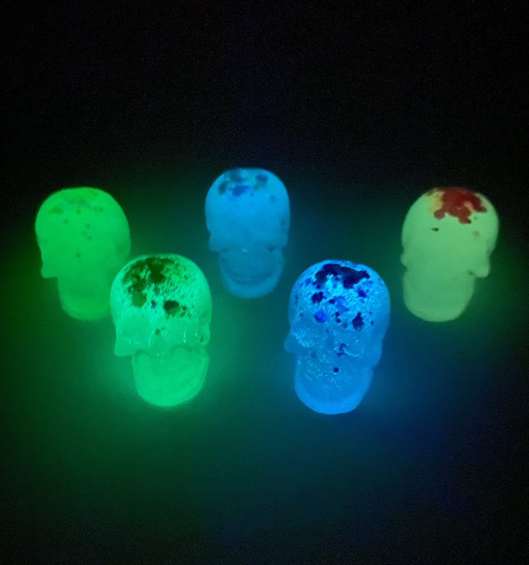 Mini Skulls Collection, Rainbow Glow in the Dark, 5 Mini Skulls, Skull ...