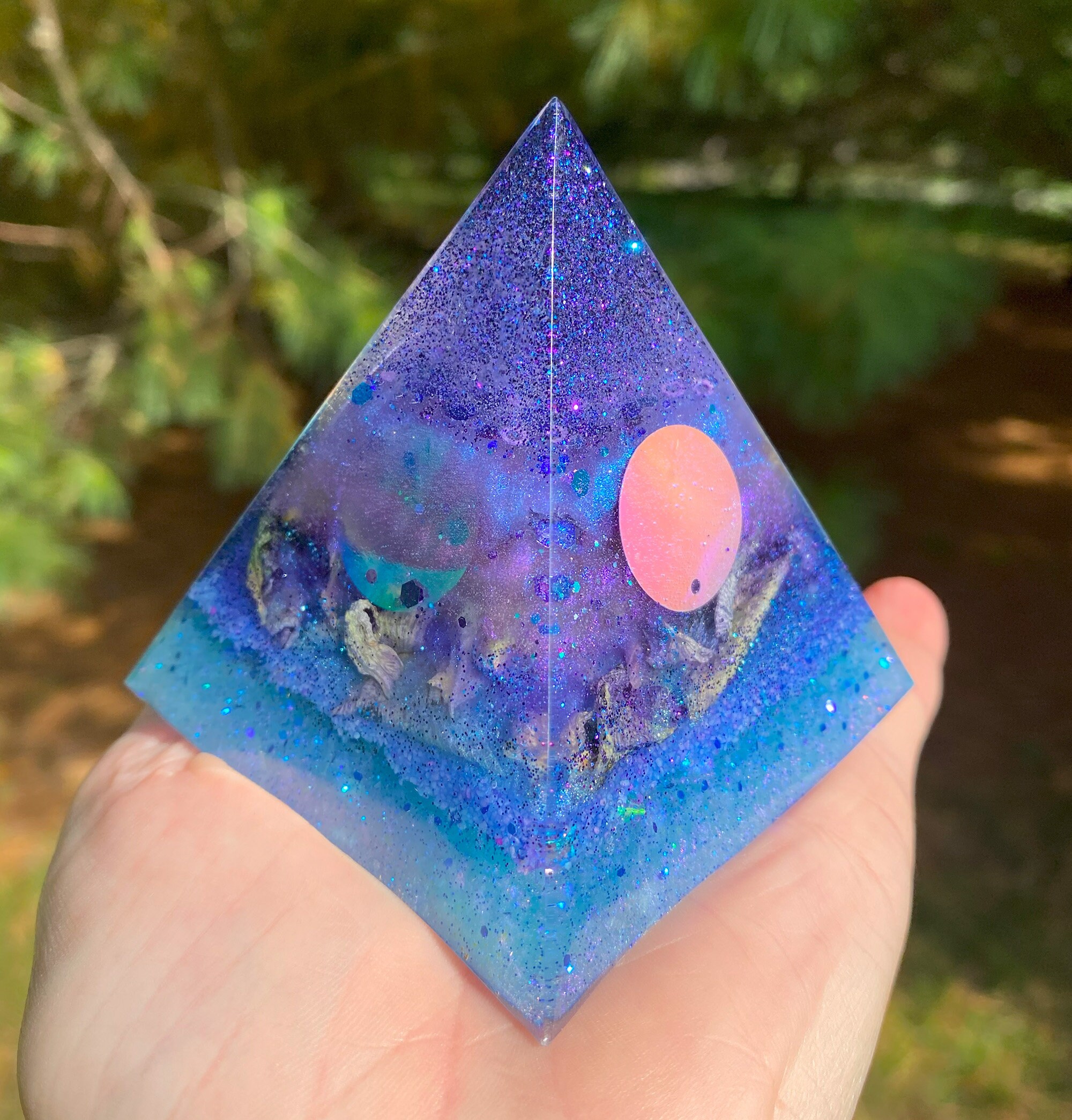 Glow in the Dark Purple and Blue Pyramid With Wildflowers - Etsy