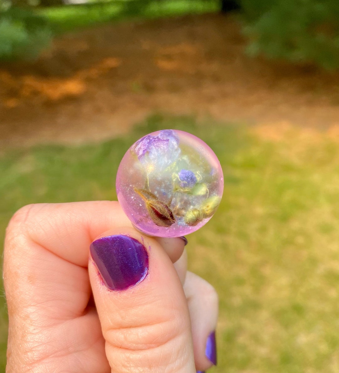 Pink and Blue Wildflower Resin Necklace - Etsy