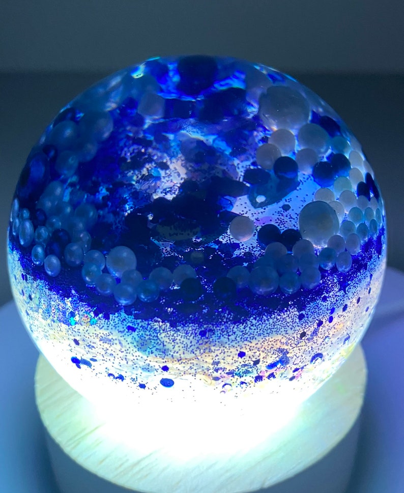 Blue Resin Sphere Night Light - Etsy
