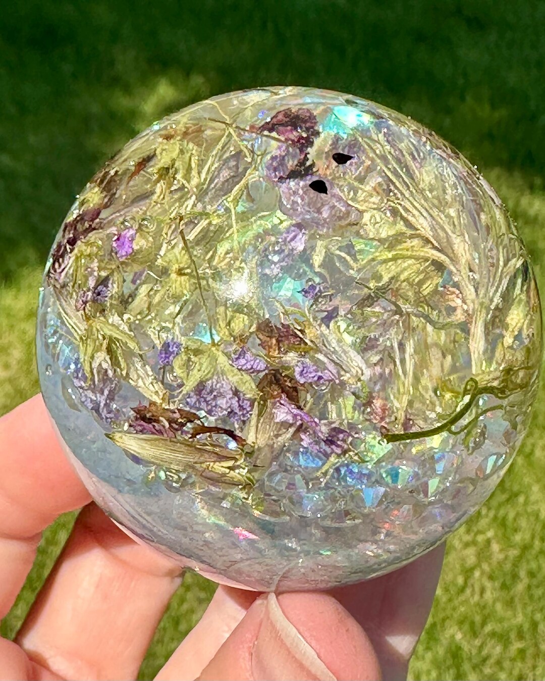 Handmade Resin Sphere Crystal Display Desk Decoration Home Accent Light ...
