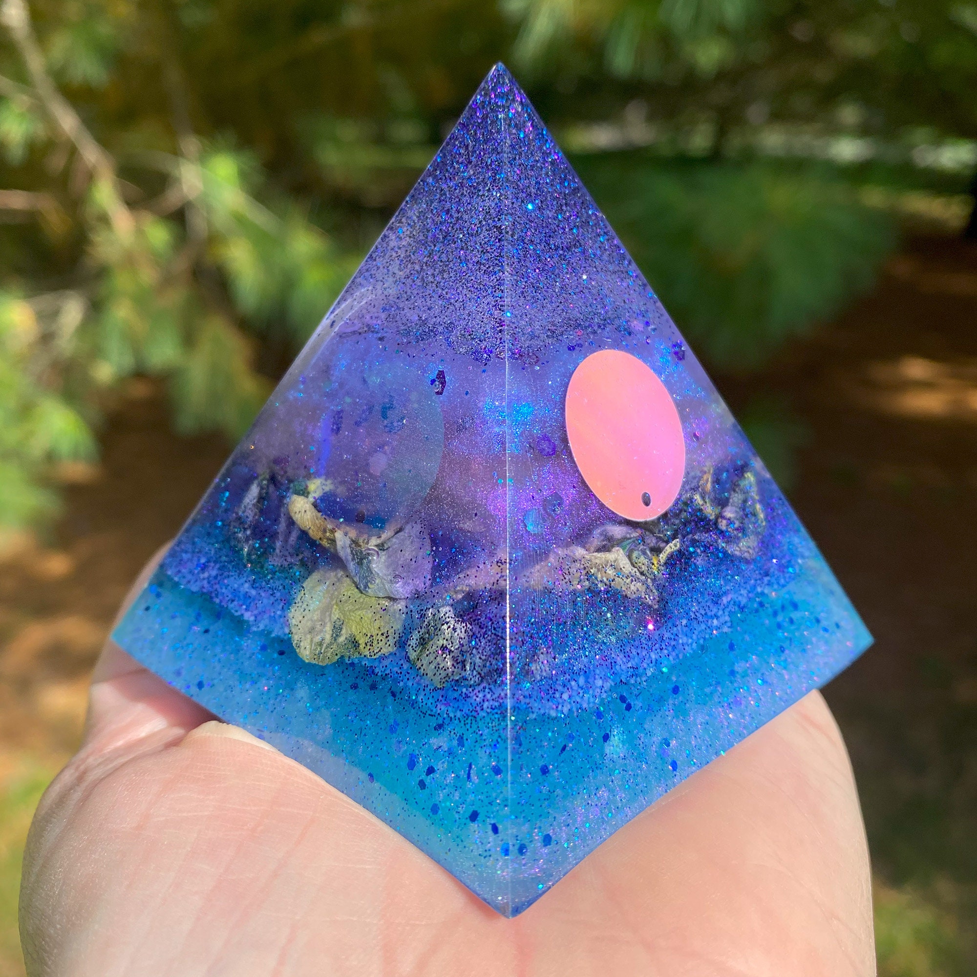 Glow in the Dark Purple and Blue Pyramid With Wildflowers - Etsy