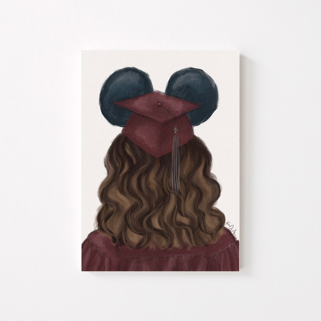 Custom Graduation Mickey Ears Hand Painted Watercolor Disney Lover ...