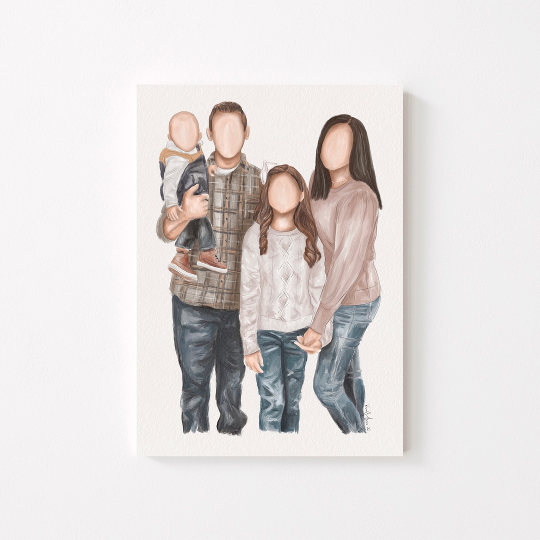 Custom Family Hand Painted Watercolor Illustration Portrait | - Etsy