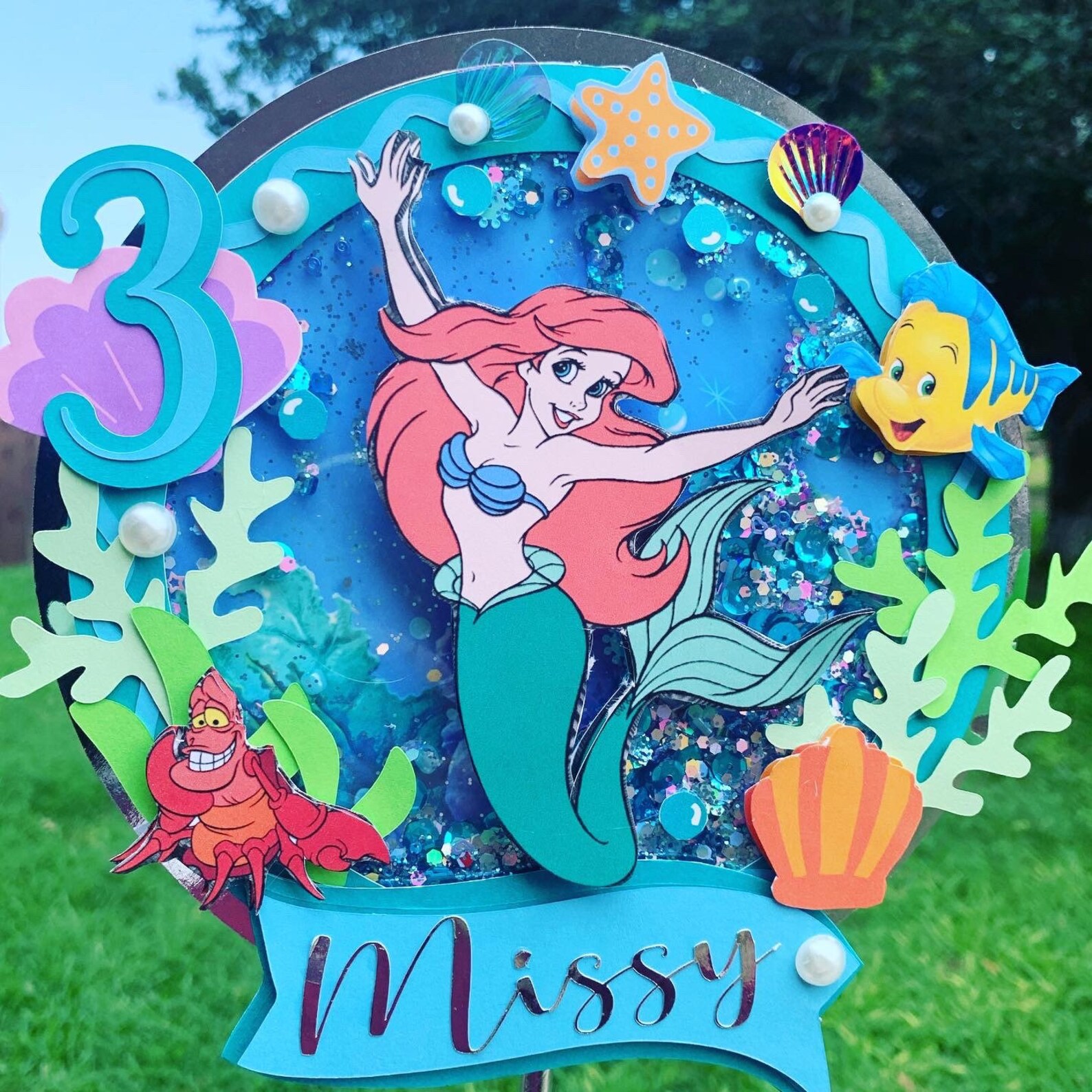 Beautiful 3D Shaker Cake Topper Little Mermaid Flounder Etsy Beautiful 3D Shaker Cake Topper Little Mermaid Flounder Etsy