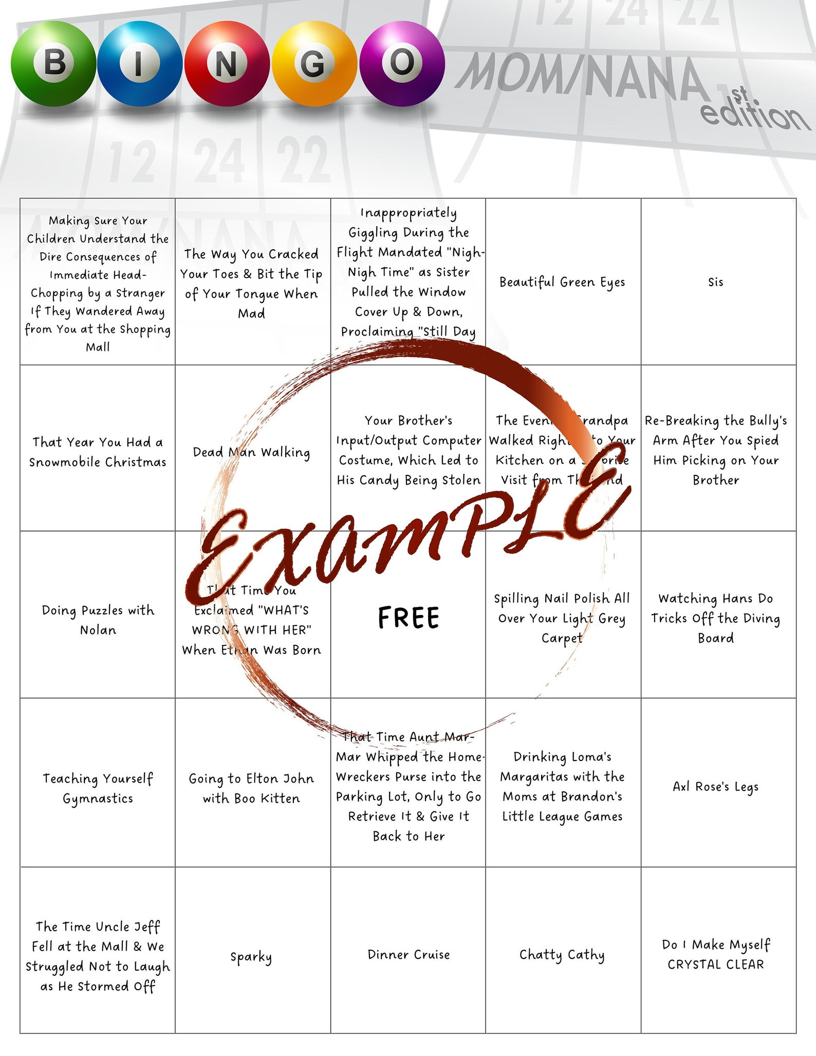 A Personalized Bingo Game of Your Memories & Stories for Family Game ...