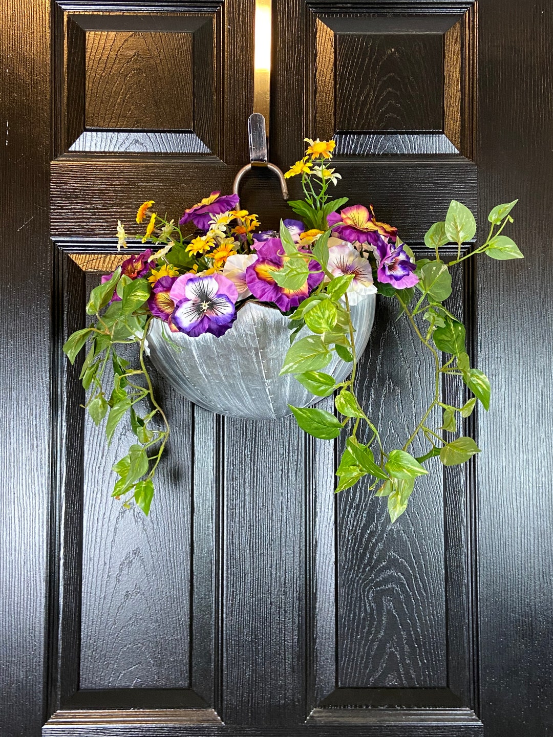 Metal Springtime Umbrella, Umbrella Filled With Pansies, Spring Floral ...