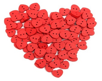 10 Red Heart Resin Heart Button Colorful Heart Sewing Buttons PRB0028 ...