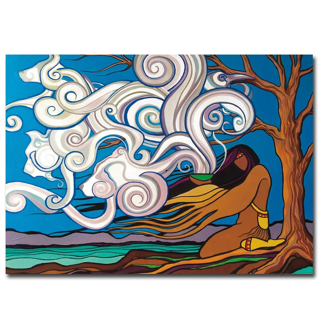 Pam Callioux 'smudge by the Lake' Native American Indigenous Canvas ...