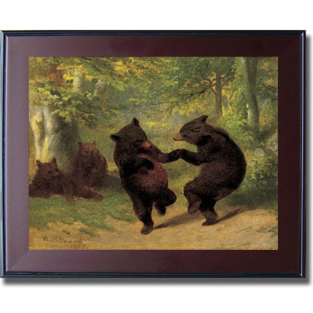 William Beard 'dancing Bears' Mahogany-framed Canvas Wall Art (16 in X ...