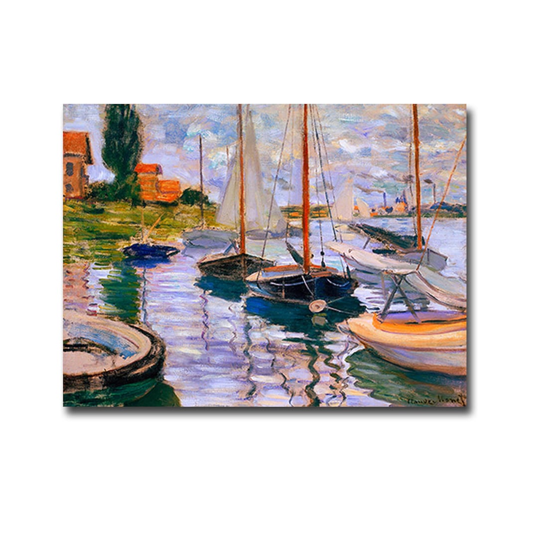 Monet 'sailboats on the Seine' Canvas Wall Art (18 in X 24 In, Ready to ...