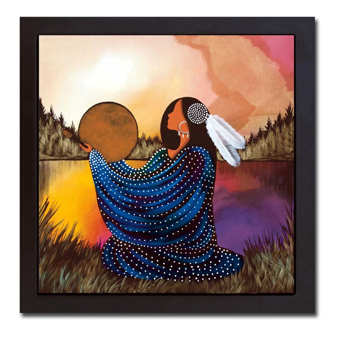 Betty Albert 'heartbeat' Black Floater-framed Native-american ...