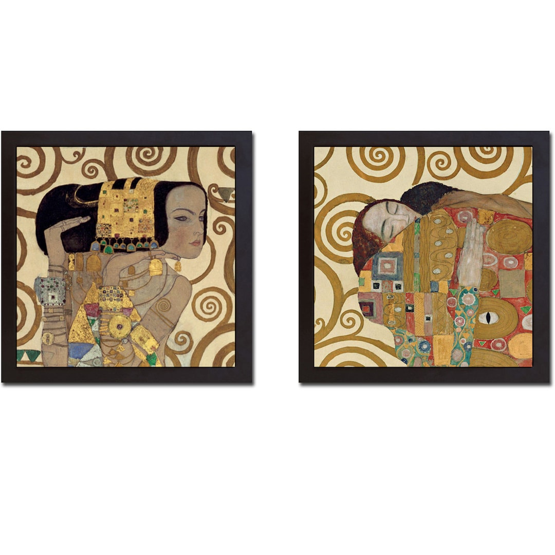 Gustav Klimt 'expectation & Fulfillment' 2-pc Black Floater Framed ...
