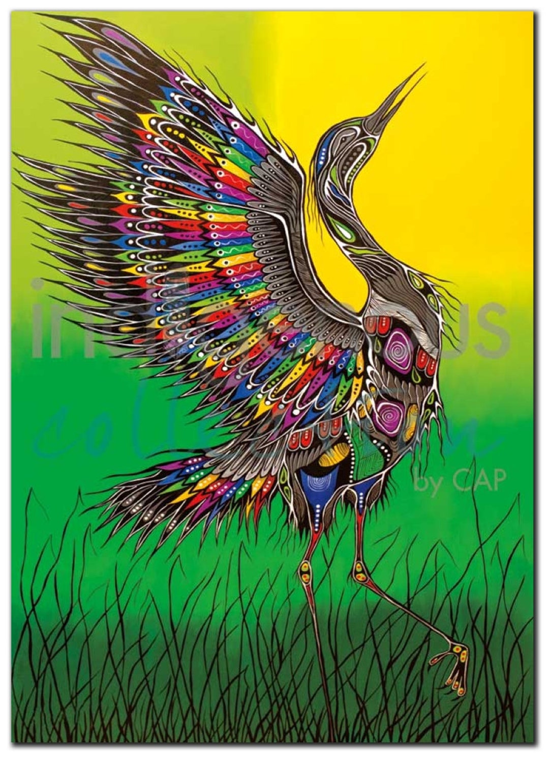 Jessica Somers 'dancing Crane' Native American Indigenous Canvas Wall ...