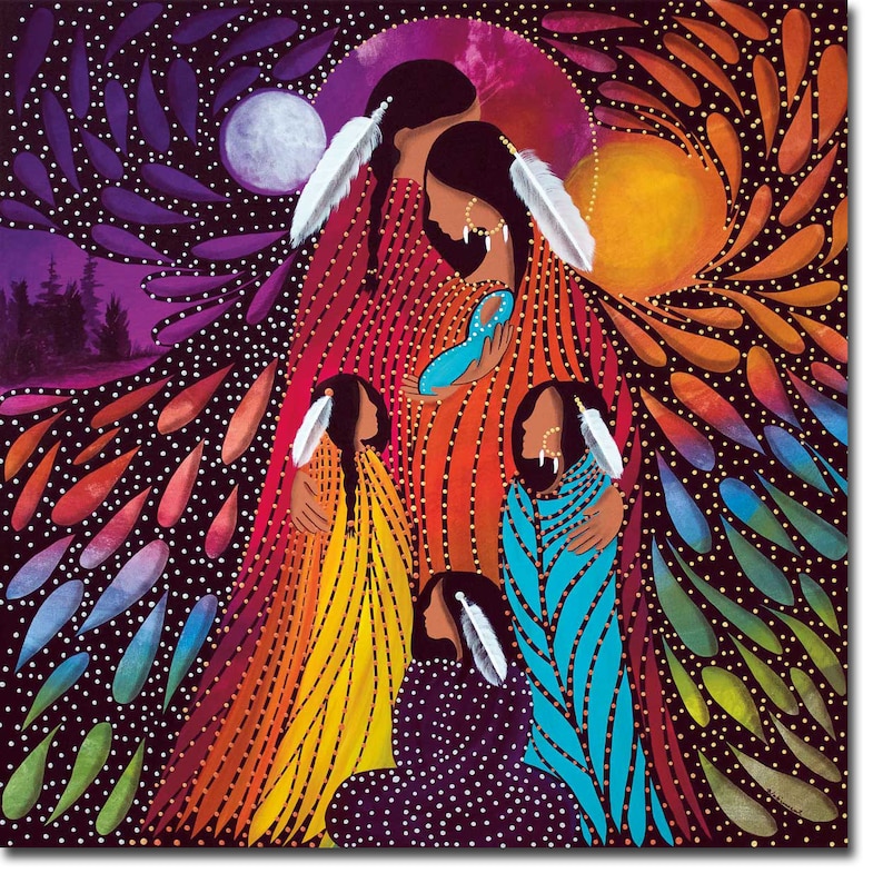 Betty Albert 'family' Native American Indigenous Canvas Wall Art (24 in ...