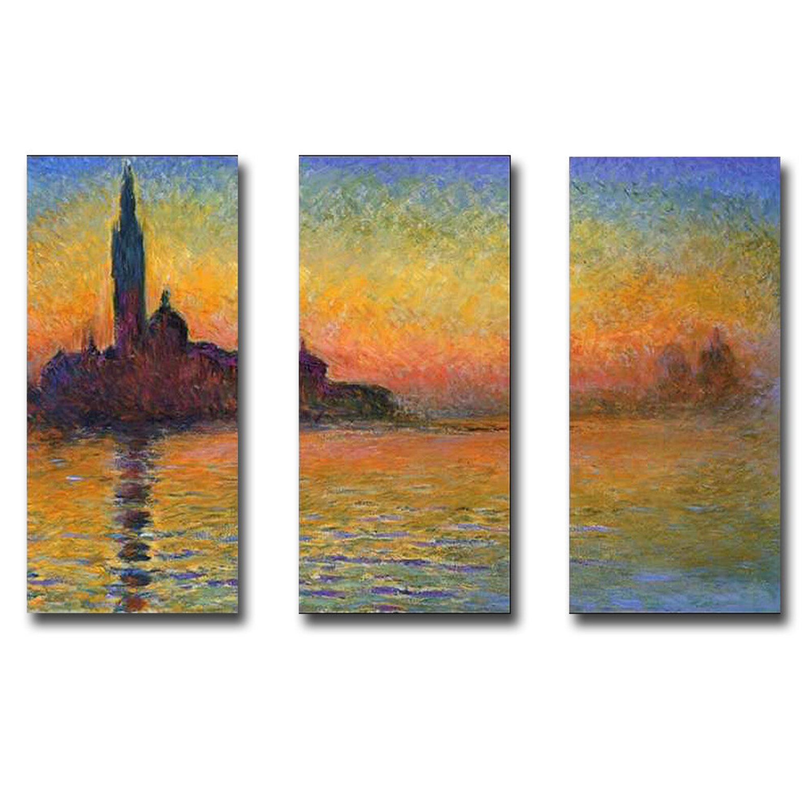 Monet 'twilight Venice (san Giorgio Maggiore) 3-pc Canvas Giclee Wall ...