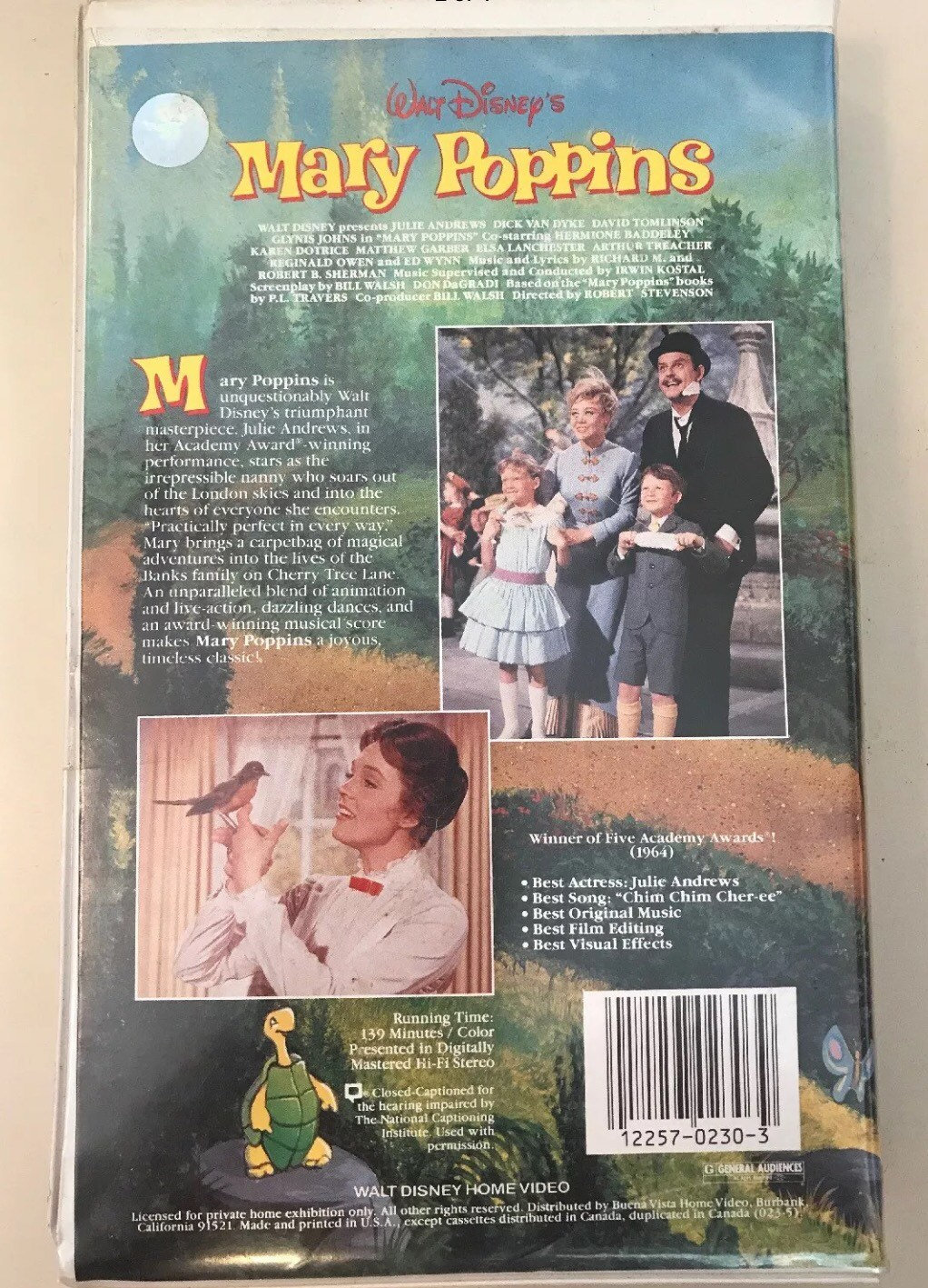 Vintage Walt Disney's Mary Poppins VHS Tape and Original Clamshell Case ...