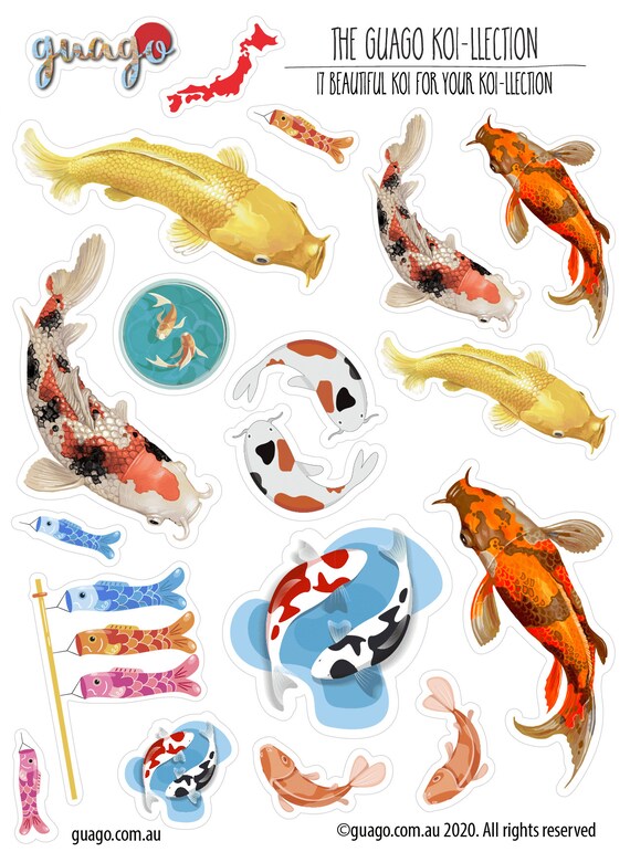 beautiful decals of Koi fish for you to collect Koi Stickers Paper ...