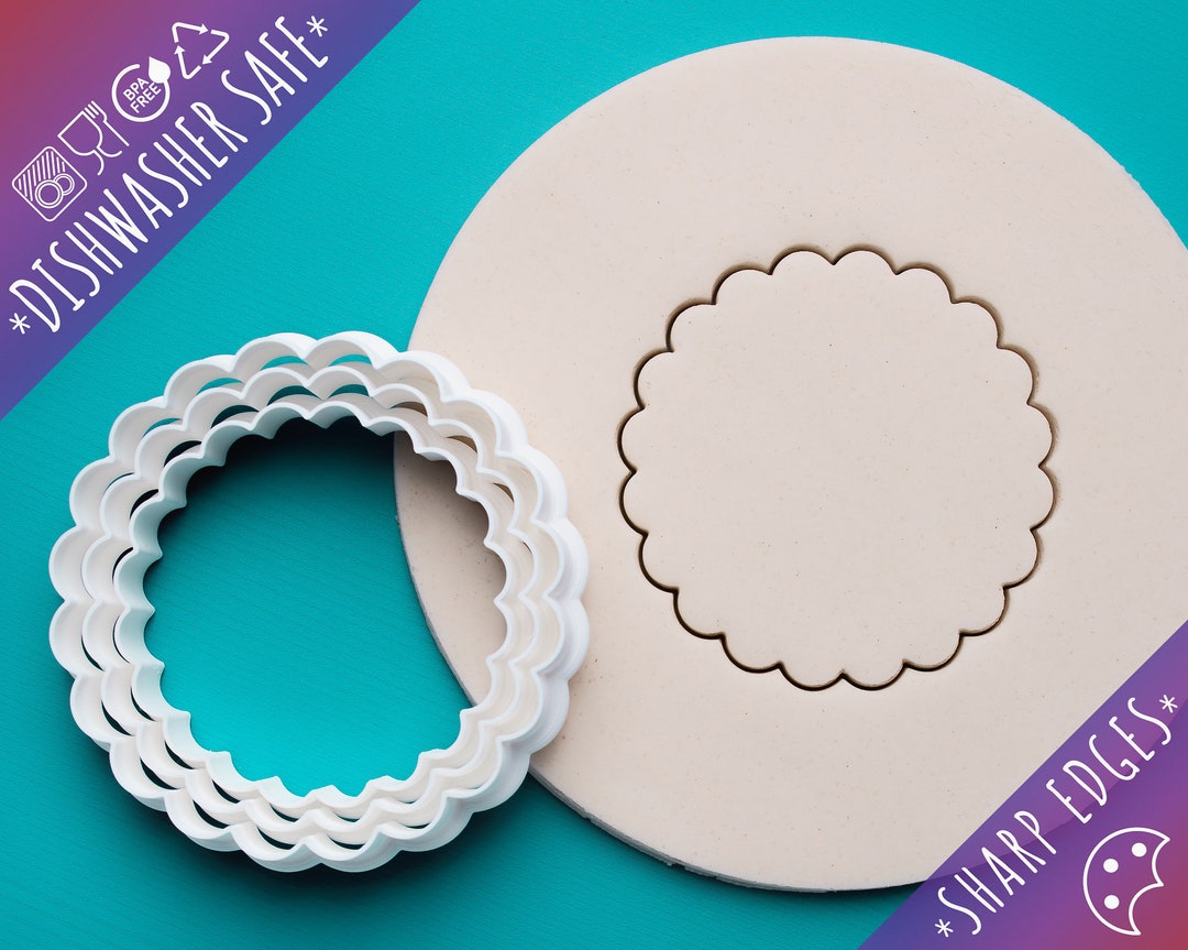 Scalloped Circle Shape Cookie Cutter Outline 3 Sizes Stamp Mold Cutter ...