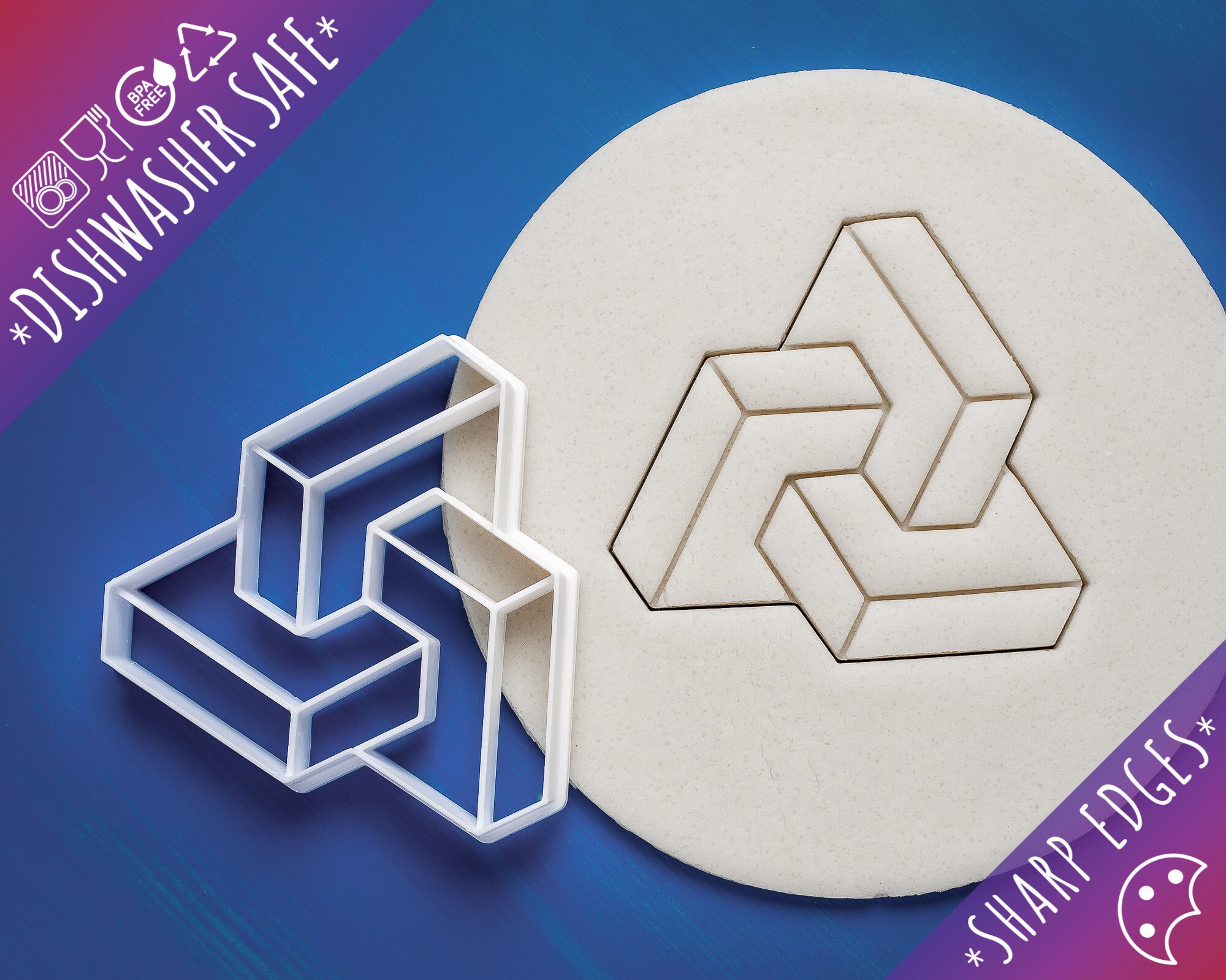 Three Blocks cookie cutter, imposible shapes, Dishwasher safe, Biscuit ...