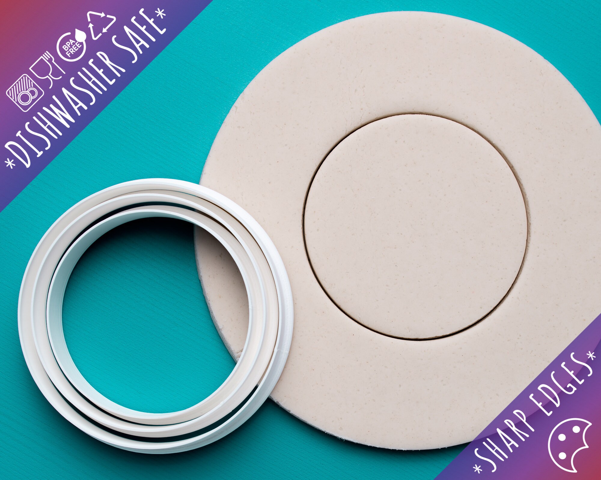 Circle Shape Outline Cookie Cutter Round 3 Sizes Stamp Mold Cutter ...