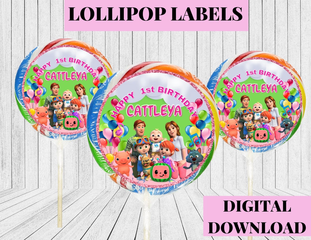 Cocomelon Lollipop Labels cocomelon Party Stickers Digital - Etsy