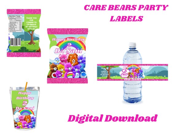 Care Bears Party Labels / Digital Download Party Favors Chip | Etsy