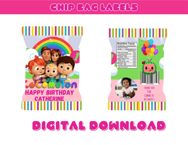 Cocomelon Digital Download Cocomelon Chip Bags Digital Etsy