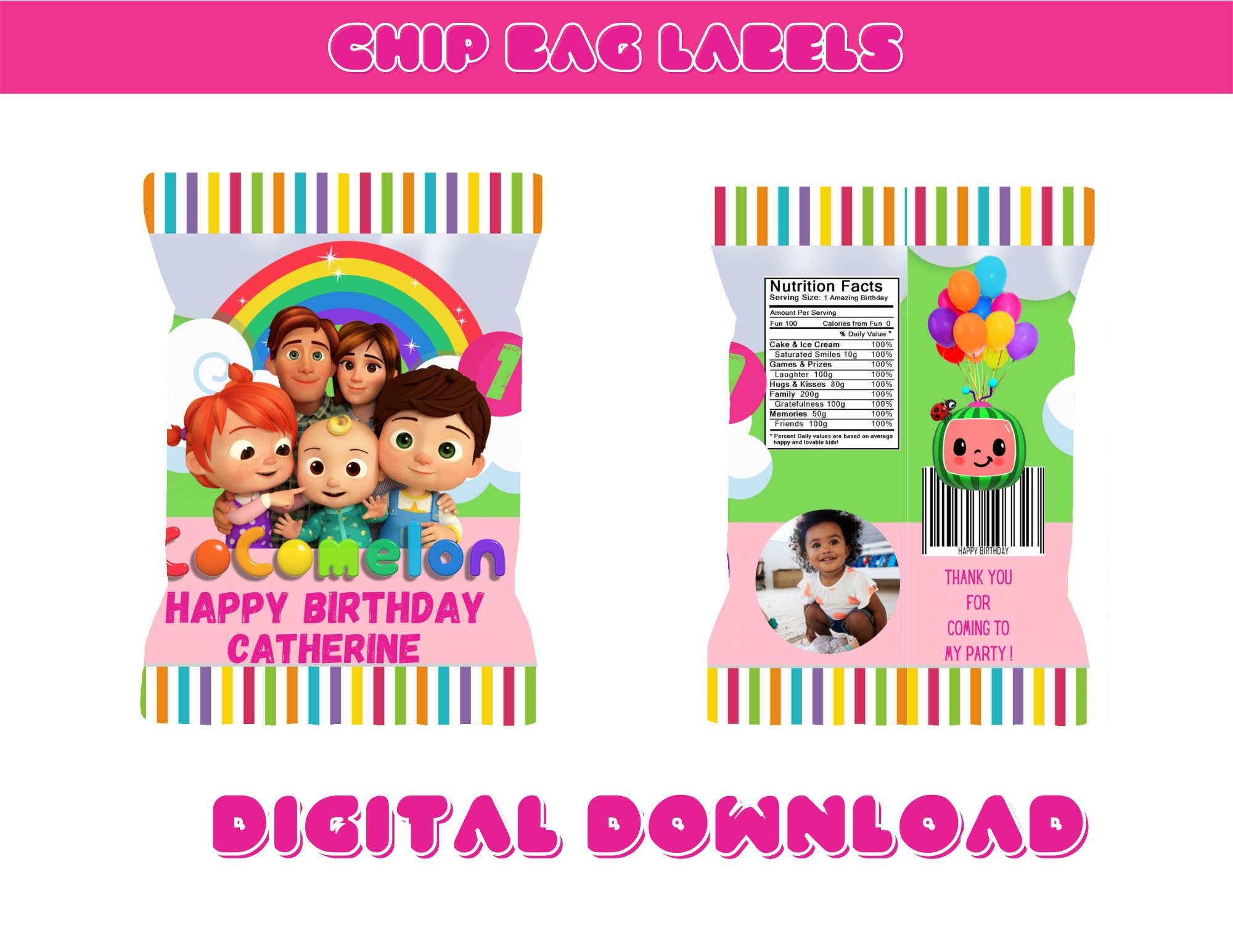 Cocomelon Digital Download Cocomelon Chip Bags Digital Etsy