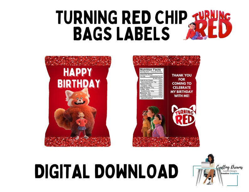Turning Red chip bags Turning Red Chip Bags Digital Download | Etsy