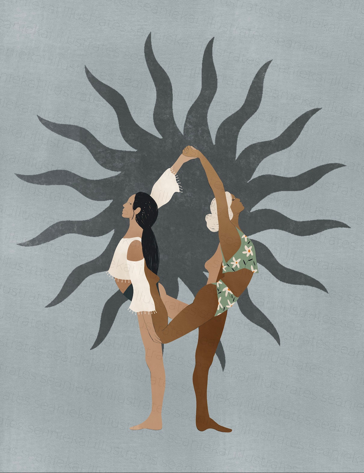 Yin Yang Women Illustration - Etsy