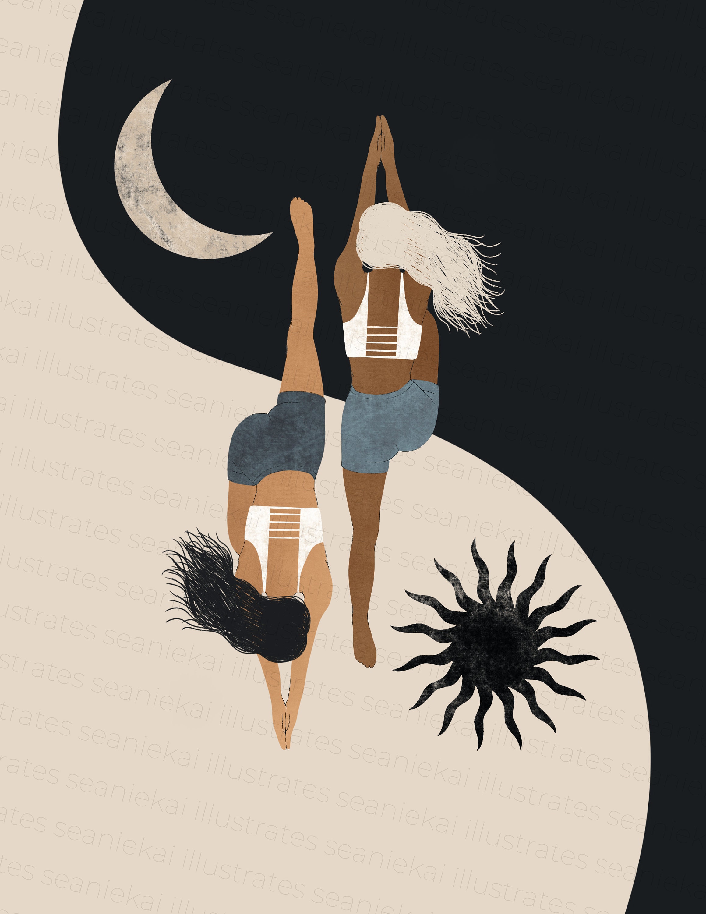 Yin Yang Women Illustration - Etsy