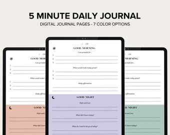 5 Minute Morning Journal Digital | Digital Gratitude Journal | Daily ...