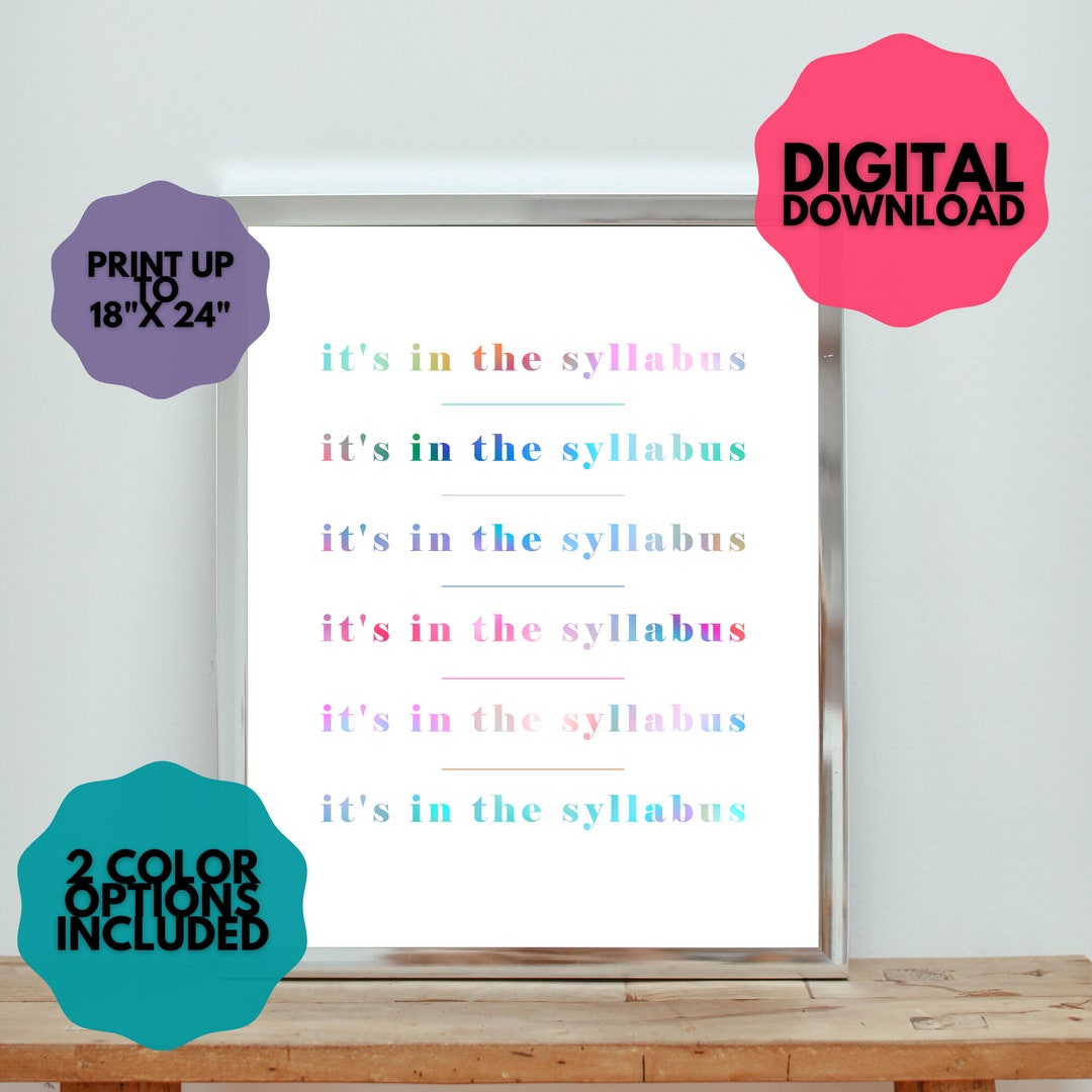 It's in the Syllabus Printable Wall Art, Funny Professor Gift, Teacher ...