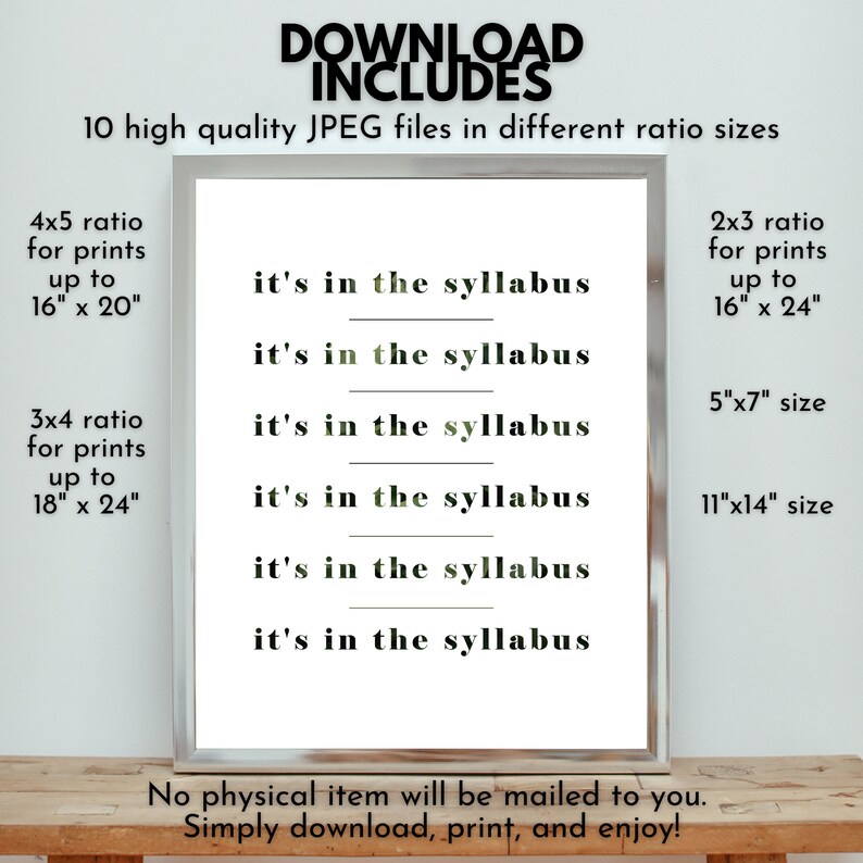 It's in the Syllabus Printable Wall Art, Funny Professor Gift, Teacher ...