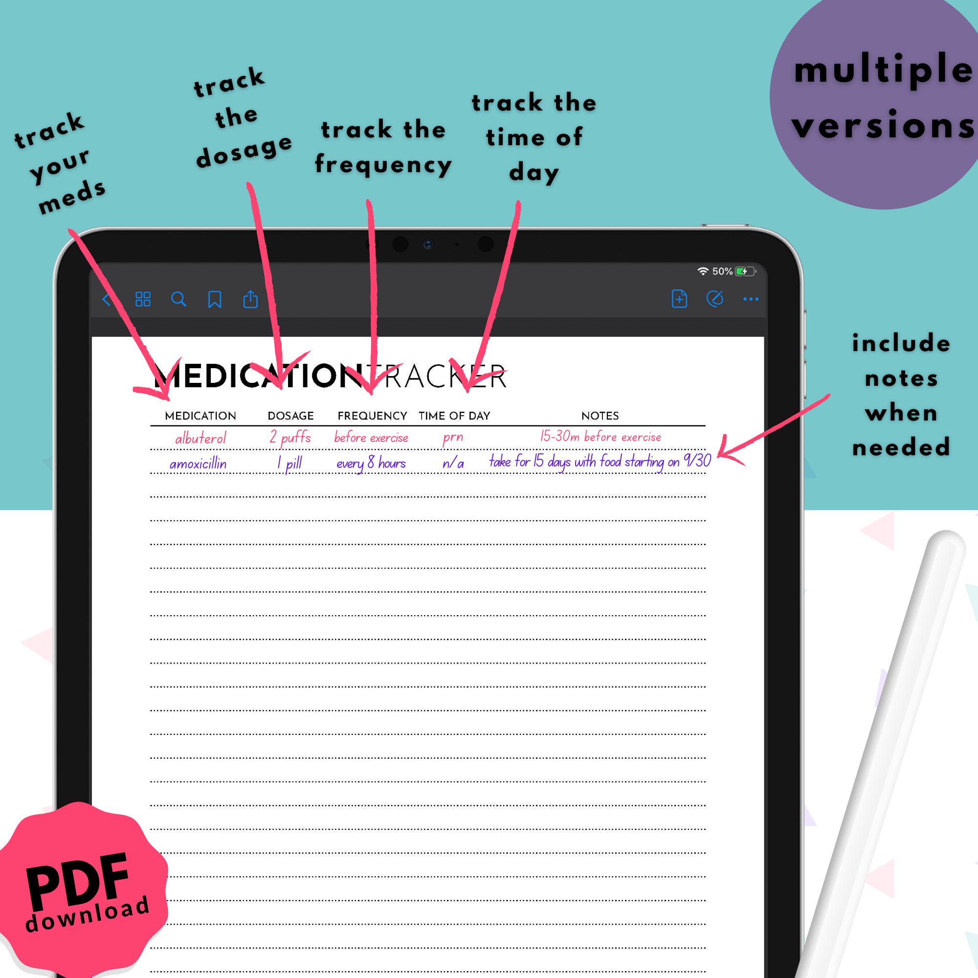 Simple Medication Tracker Printable, Digital Medical Tracker ...