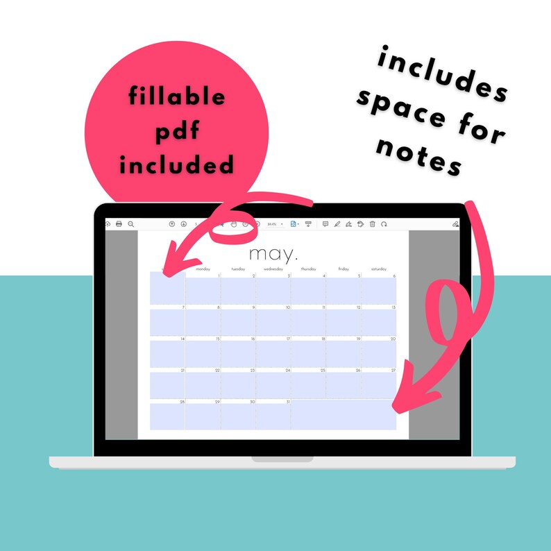 May 2023 Printable Digital Fillable Calendar With Sunday & - Etsy