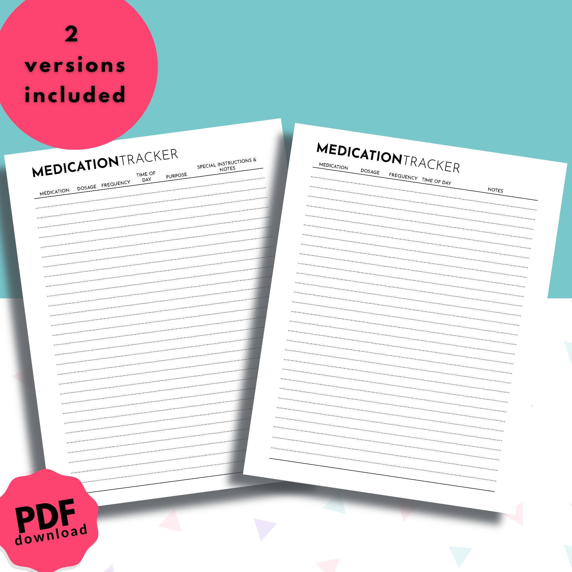 Simple Medication Tracker Printable, Digital Medical Tracker ...