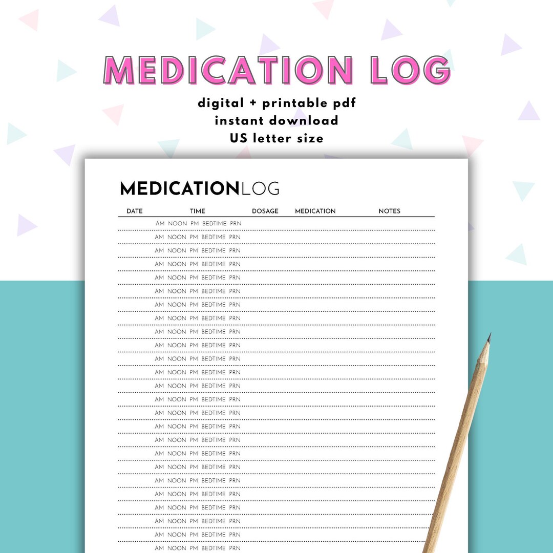 Simple Medication Log Printable, Digital Medical Tracker, Supplement ...