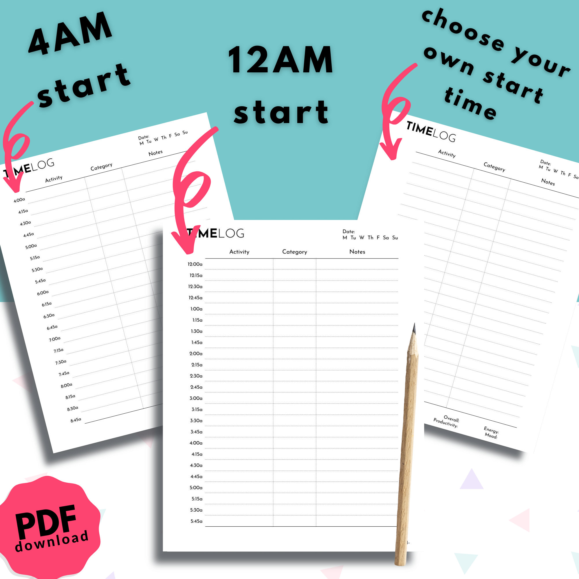15 Minute Daily Time Log/time Tracker for Improving Time Management and ...