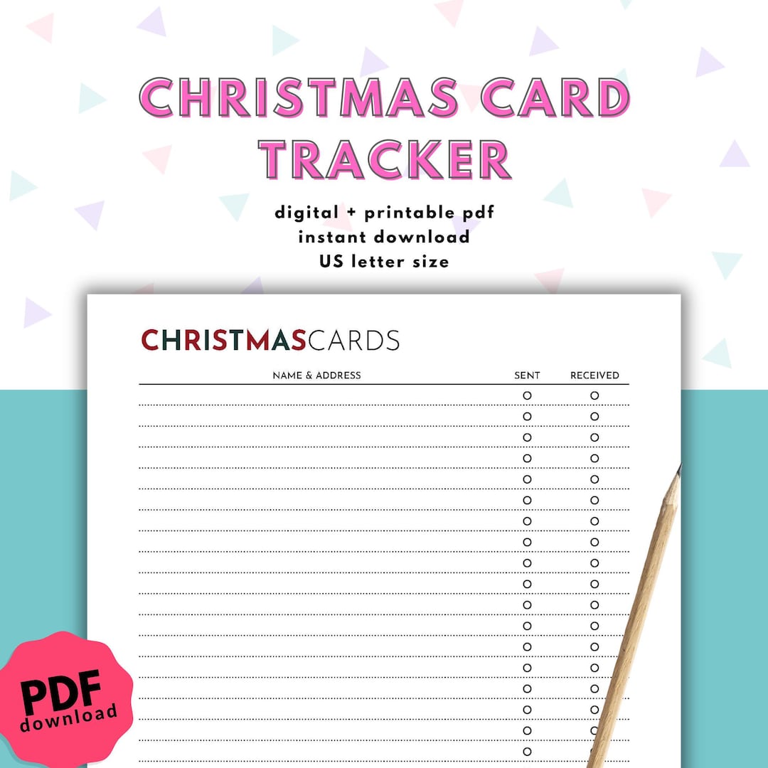 Simple Christmas/holiday Card Tracker Printable, Christmas Card ...
