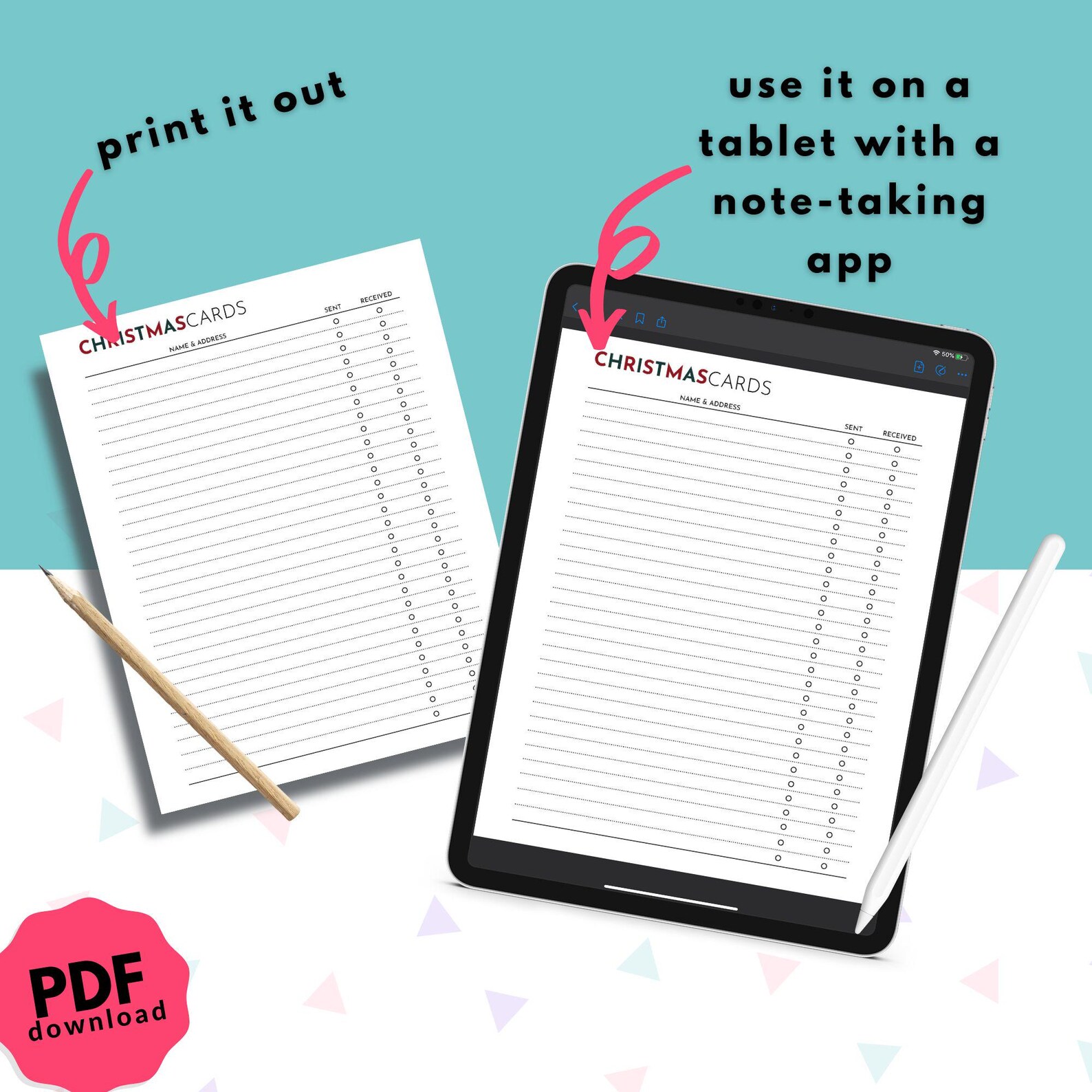 Simple Christmas/holiday Card Tracker Printable, Christmas Card ...