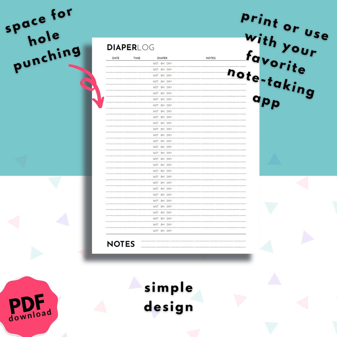 Baby Diaper Changing Log, Printable Infant Diaper Tracker for Parents ...