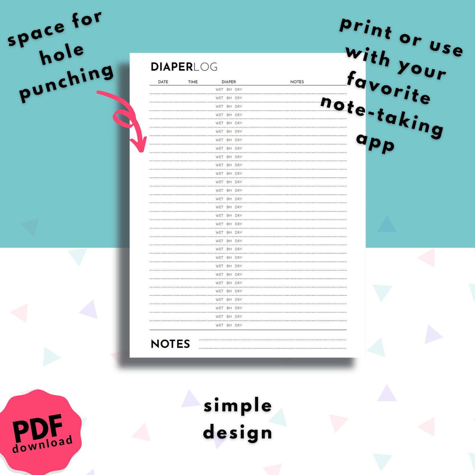 Baby Diaper Changing Log, Printable Infant Diaper Tracker for Parents ...